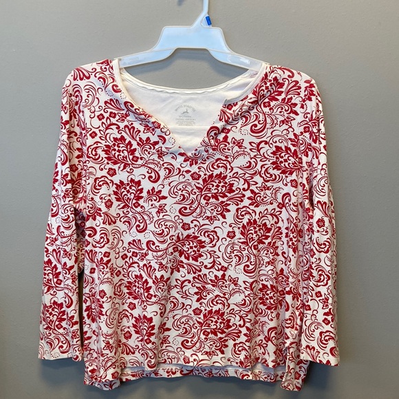 White Stag | Tops | Red And White Floral Design Blouse V Neck Size 2x | Poshmark